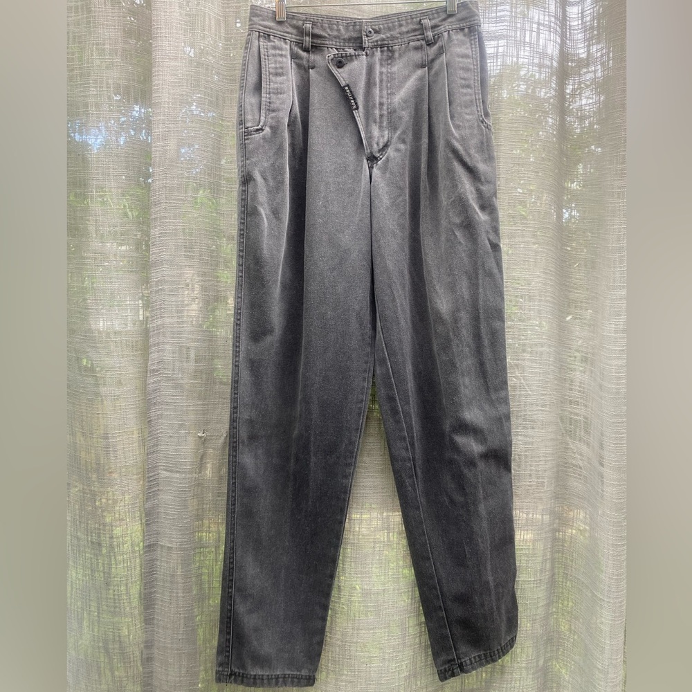 Vintage 80’s Bugle Boy Pleated Tapered Grey Button An… - Gem